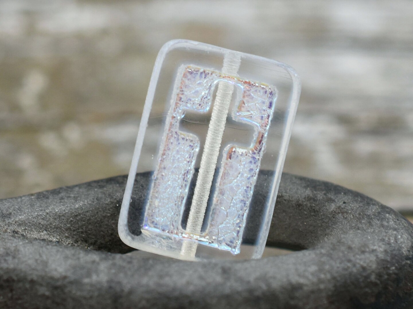 *4* 17x12mm Silver AB Washed Milky Crystal Cross Rectangle Beads | Michaels