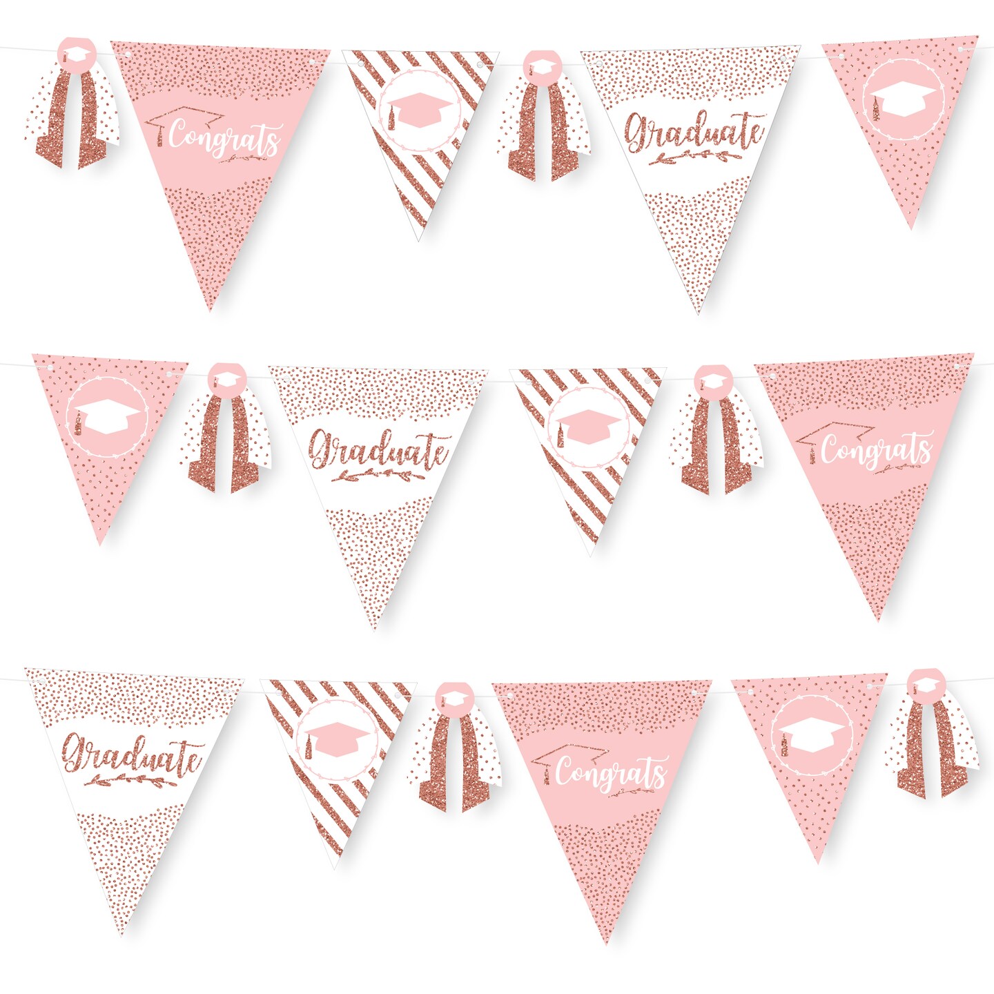 Big Dot of Happiness 30 Piece Rose Gold Graduation Party Pennant ...