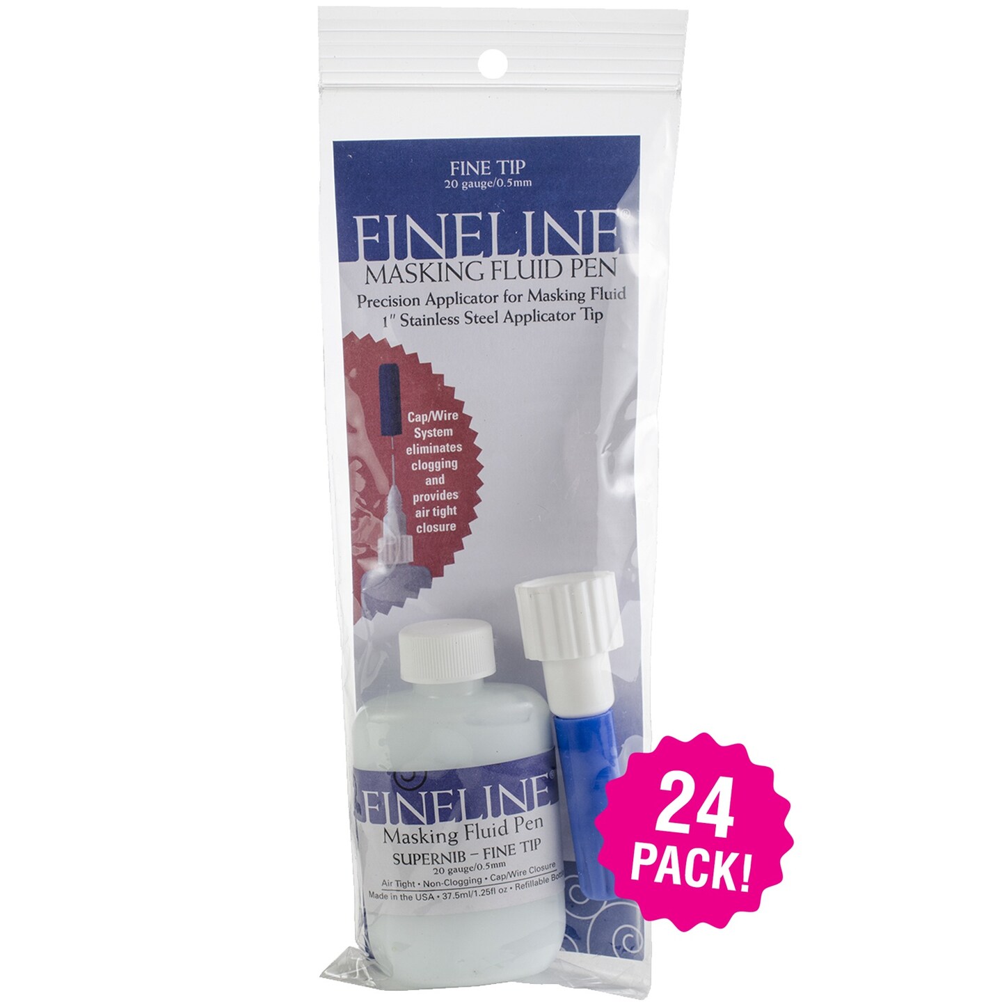 Multipack of 24 - Fineline 20 Gauge Applicator & Bottle W/Masking Fluid ...
