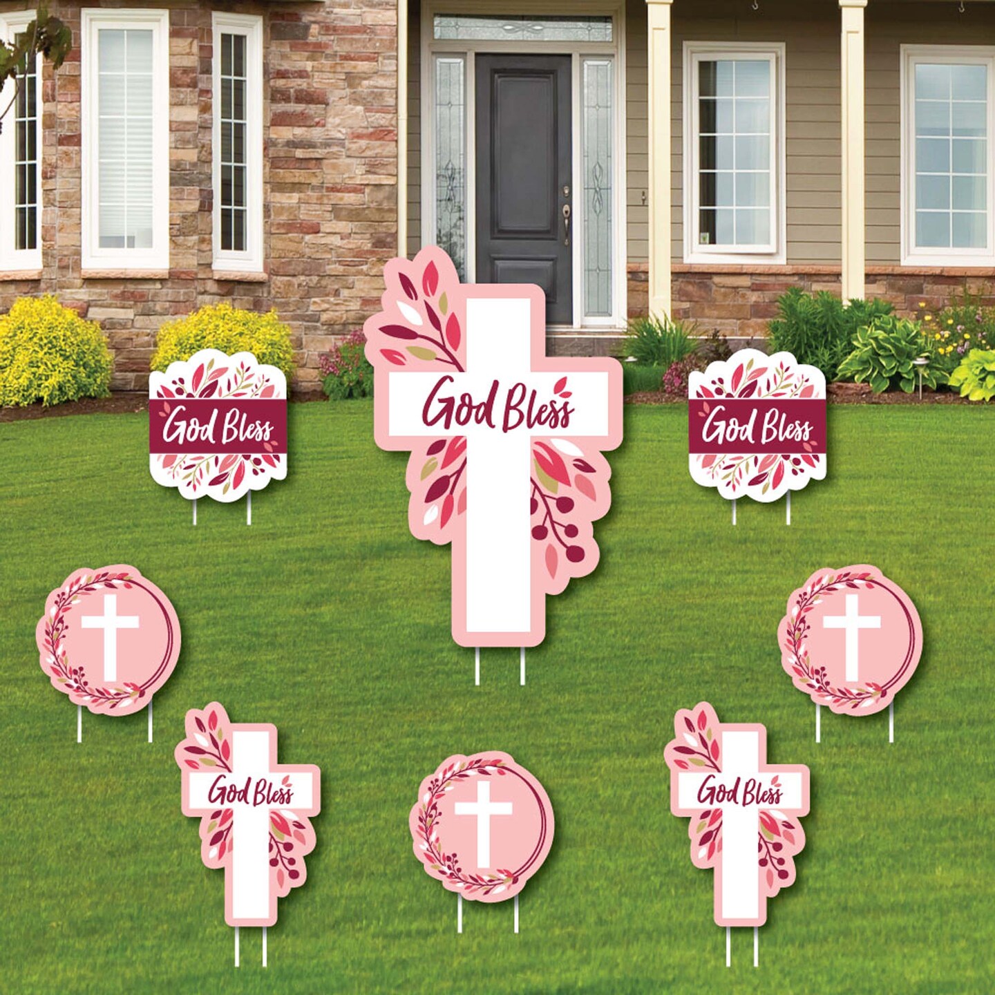 Big Dot of Happiness Pink Elegant Cross - Yard Sign and Outdoor Lawn ...