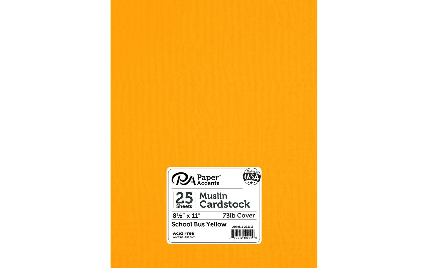 PA Paper Accents Textured Cardstock 8.5" x 11" School Bus Yellow, 73lb ...