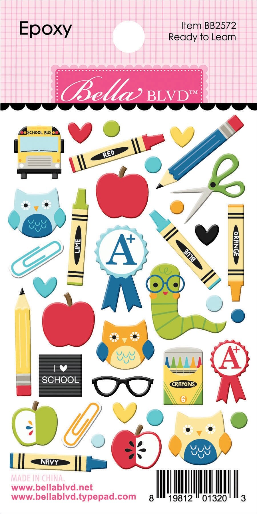 School Is Cool Epoxy Stickers-Ready To Learn, Count: 1, Model: BBSI2572 ...