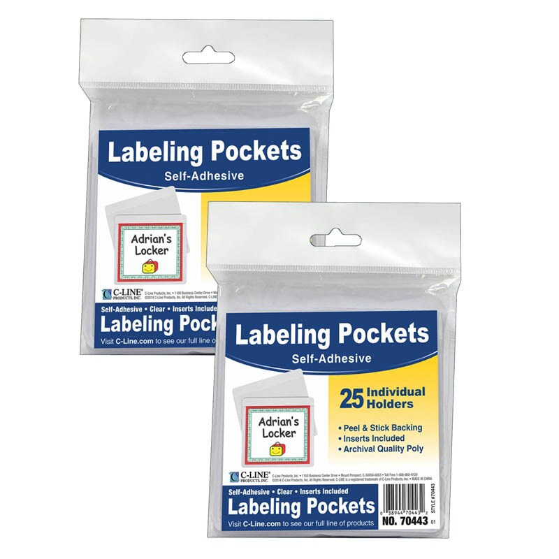 Self Adhesive Labeling Pockets with Inserts, 25 Per Pack, 2 Packs ...