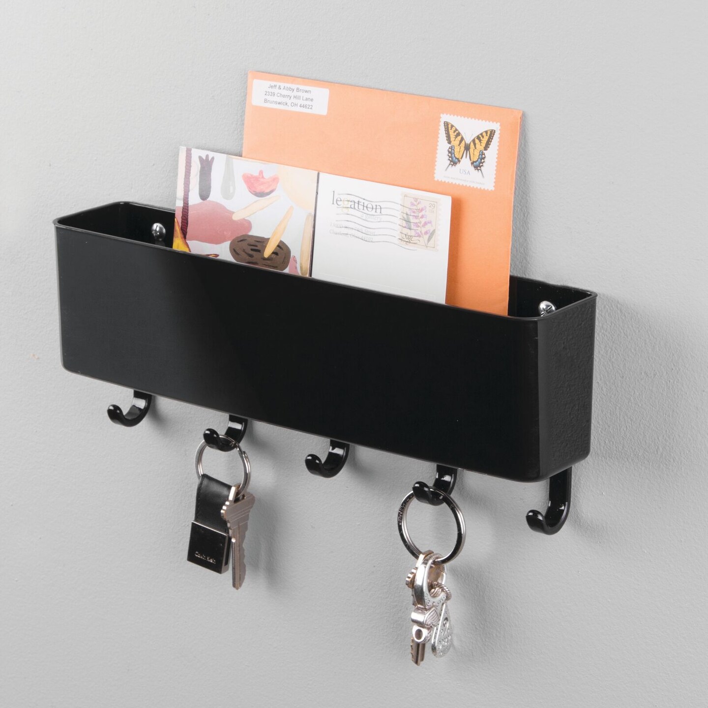 mDesign Plastic Wall Mount Entryway Mail Sorter Storage Organizer ...