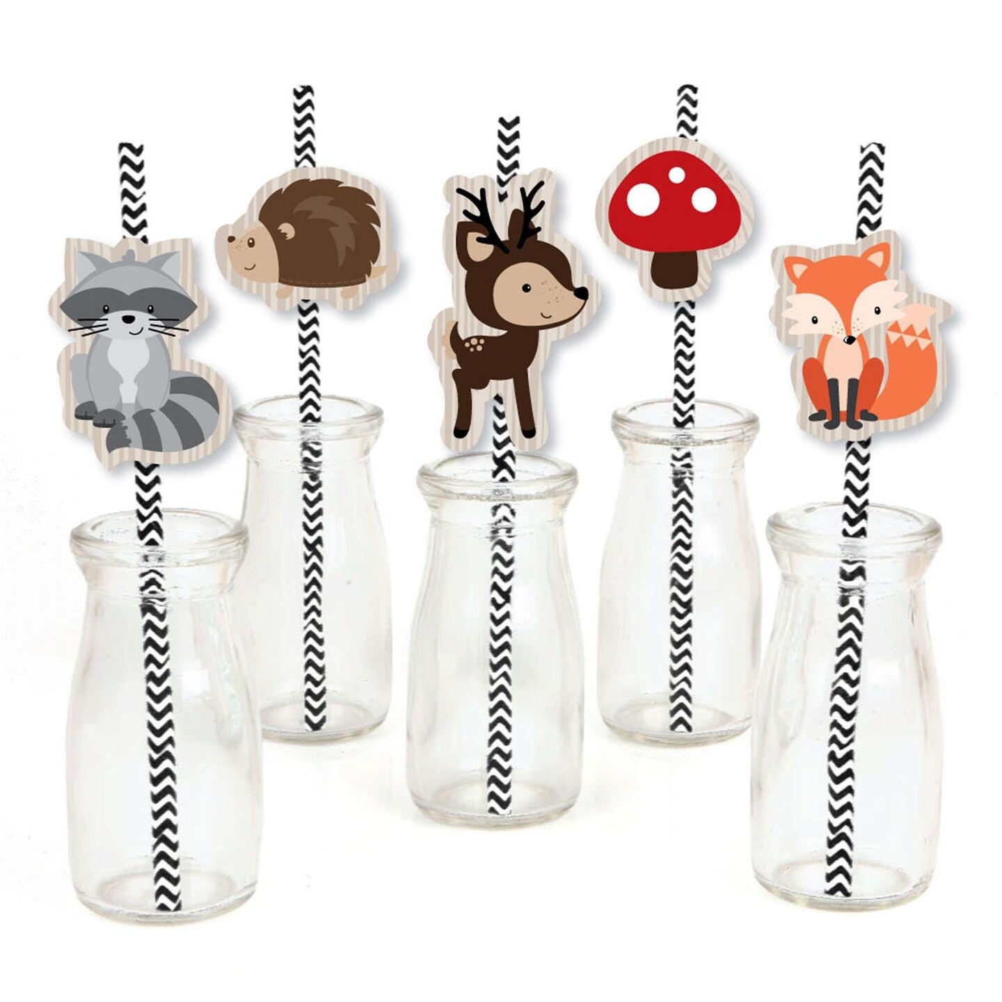 Big Dot of Happiness Woodland Creatures Paper Straw Decor - Baby Shower ...