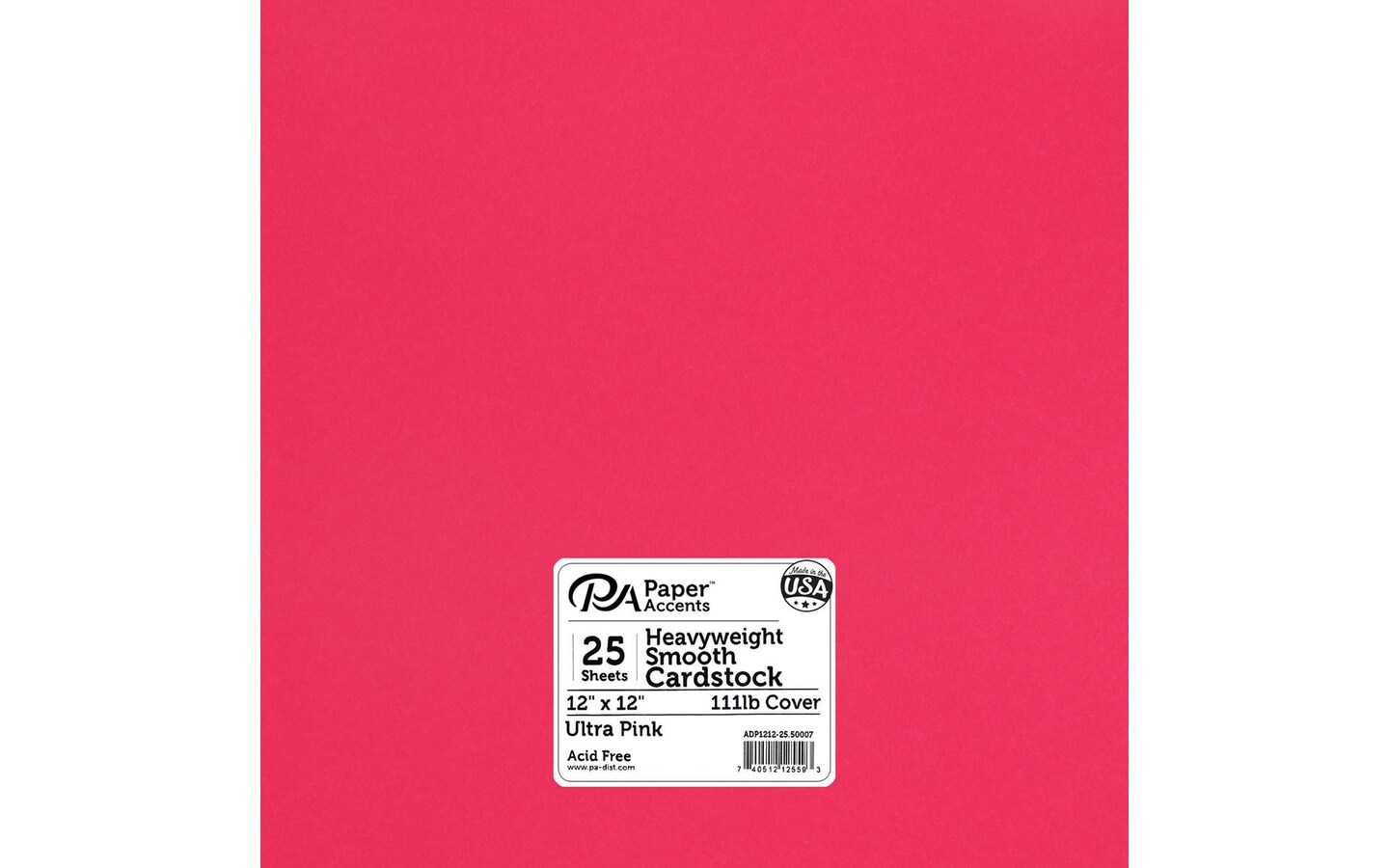 PA Paper Accents Heavyweight Smooth Cardstock 12" x 12" Ultra Pink ...