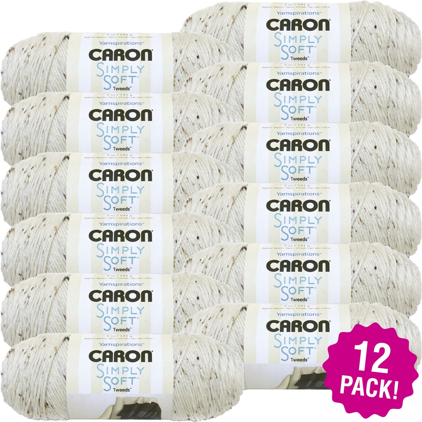 Multipack of 12 - Caron Simply Soft Tweeds Yarn-Off White | Michaels