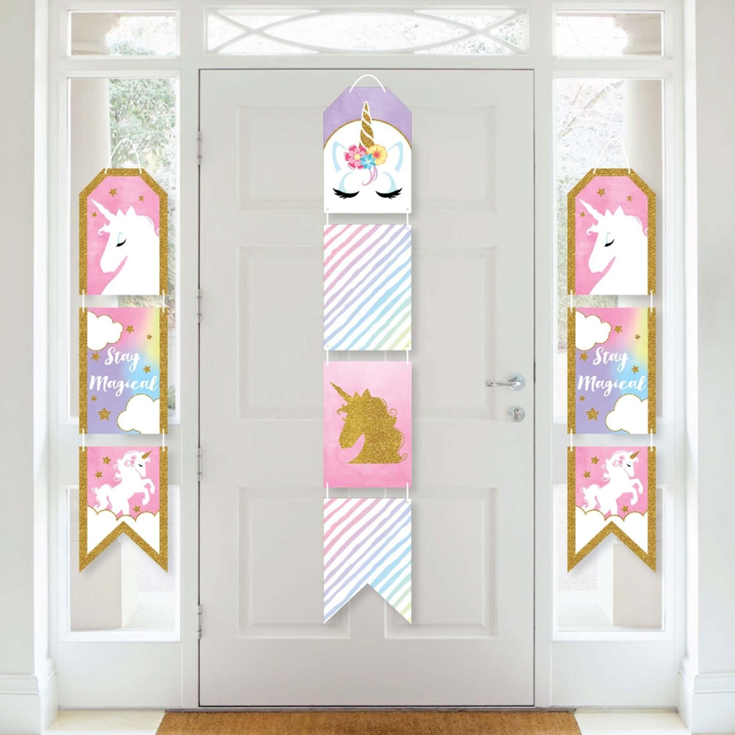 Big Dot of Happiness Rainbow Unicorn - Hanging Vertical Paper Door ...
