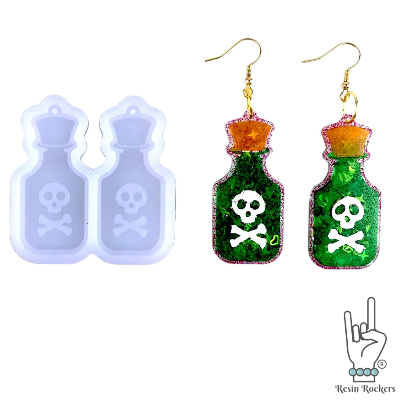 UV Safe Poison Potion Bottle Dangle Earring Mold for UV or Epoxy Resin ...