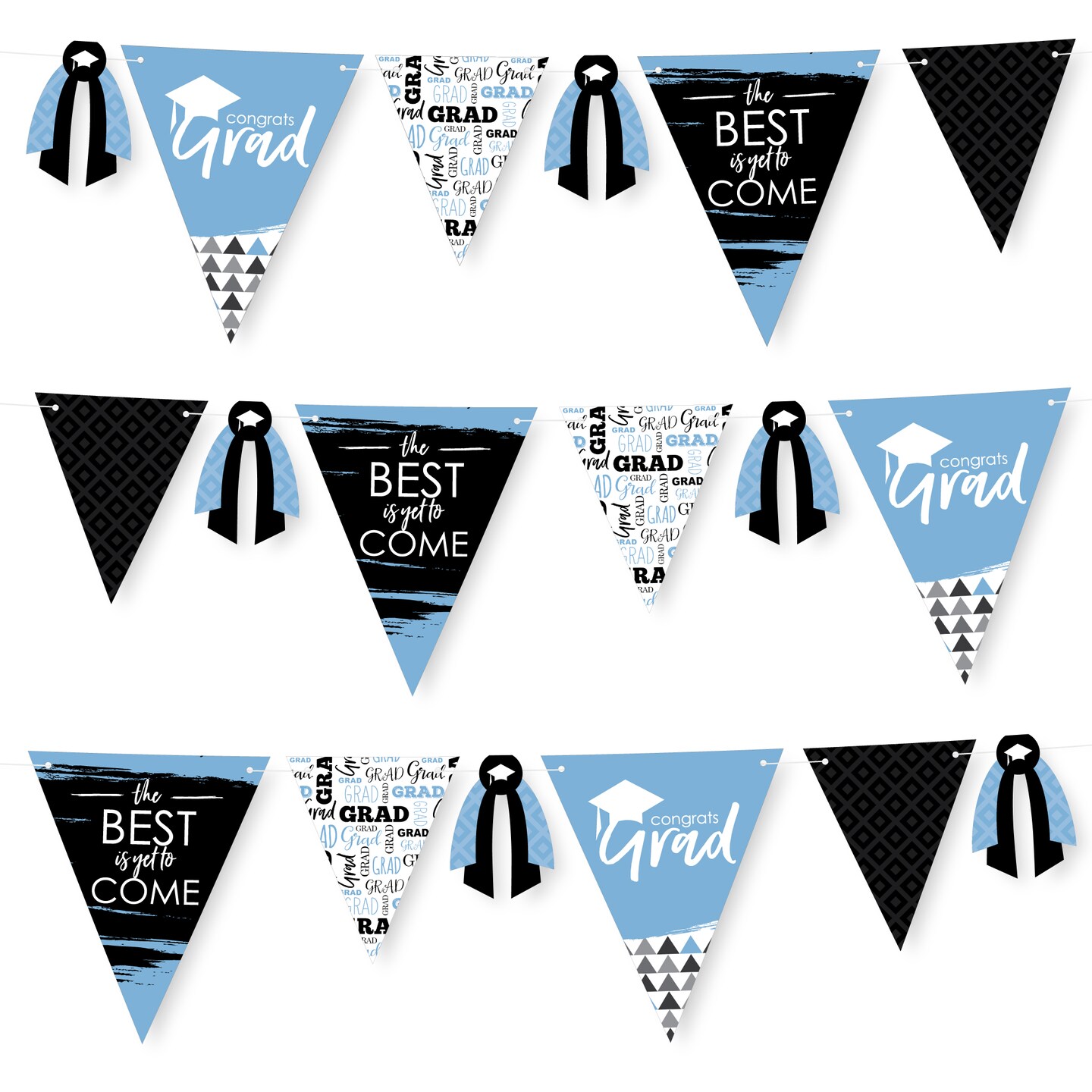 Big Dot of Happiness 30 Piece Light Blue Graduation Party Pennant ...