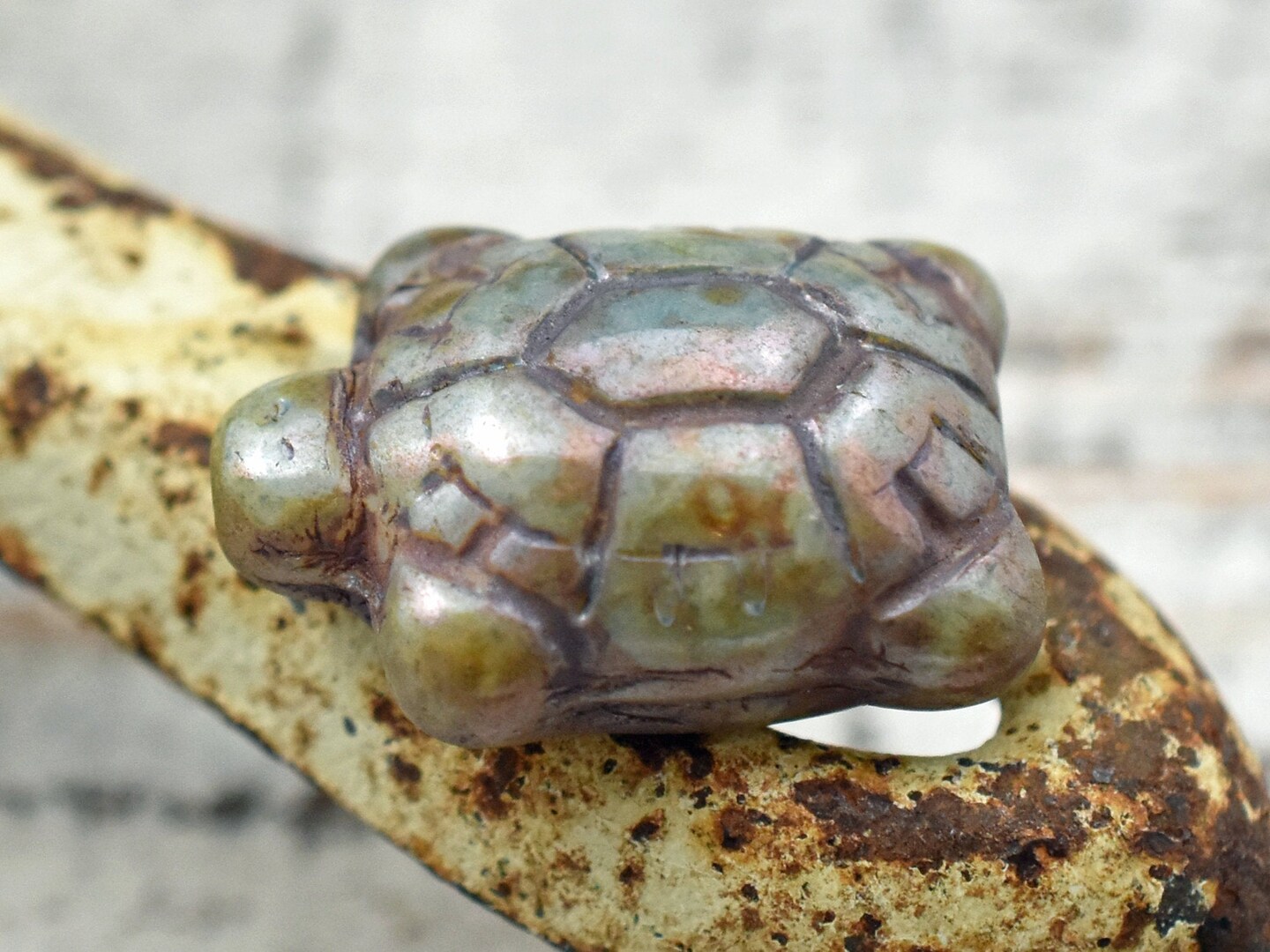 *4* 19x14mm Opaque Green Luster Picasso Turtle Beads | Michaels