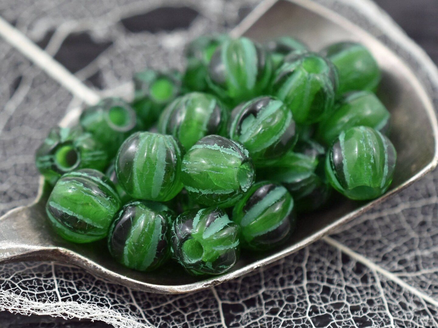*25* 6mm Green Washed Emerald Large Hole Melon Beads | Michaels