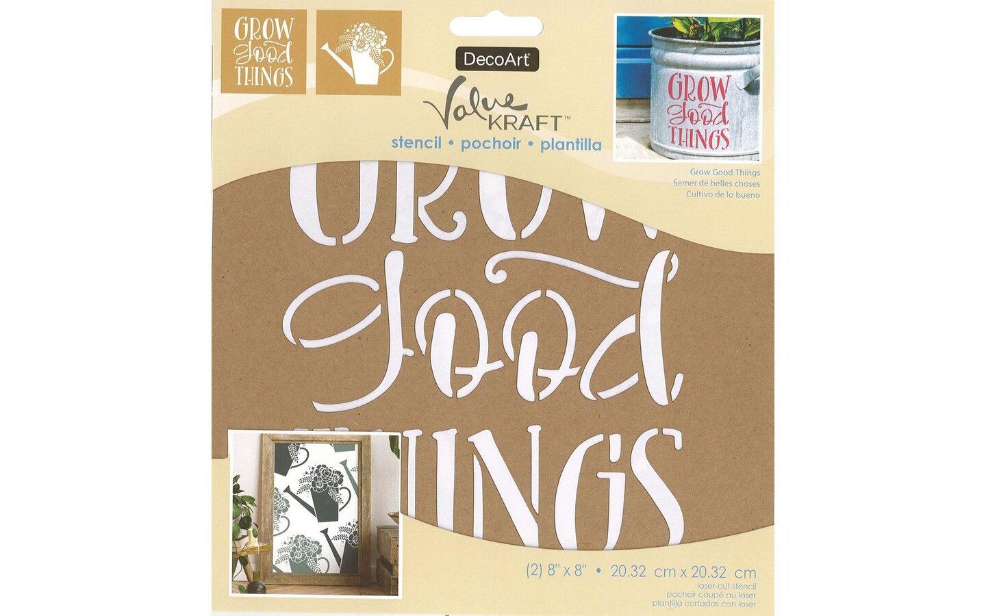 Decoart Value Kraft Stencil 8x8 Grow Good Things, Model: PA-329812 ...