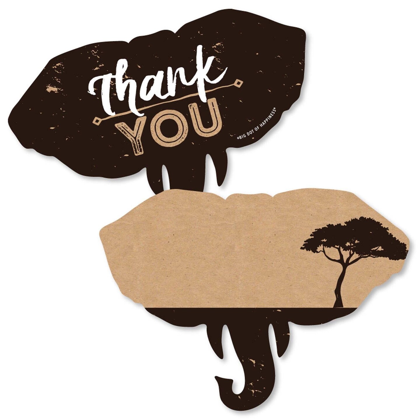 Big Dot of Happiness Wild Safari - Shaped Thank You Cards - African ...