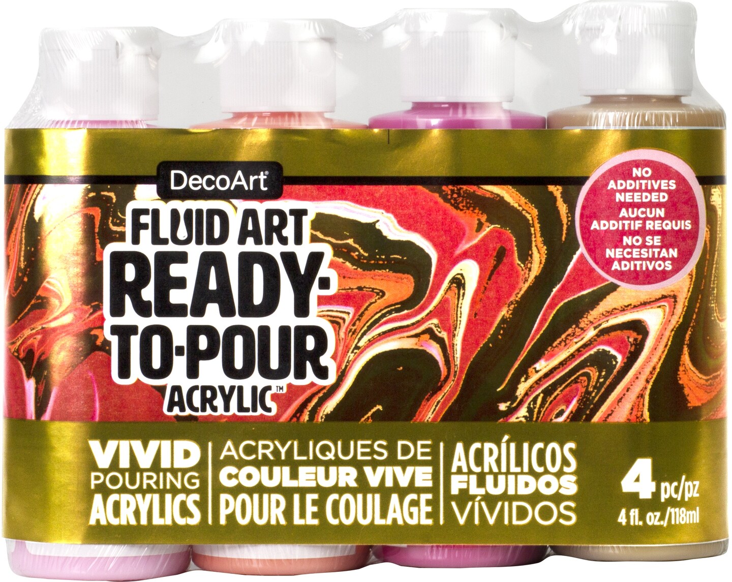 Decoart Fluidart Paint Pouring Value Pack 4/Pkg-Groovy Gold | Michaels