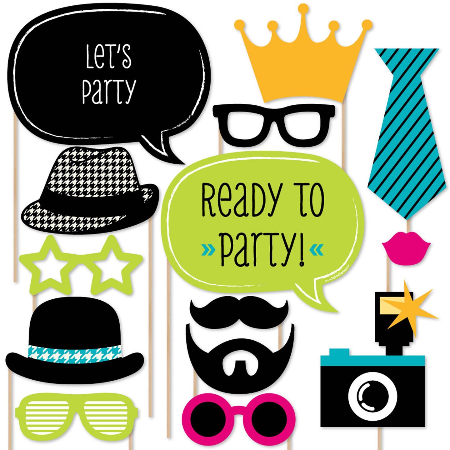Big Dot of Happiness Ready to Party - Photo Booth Props for Kids - 20 ...