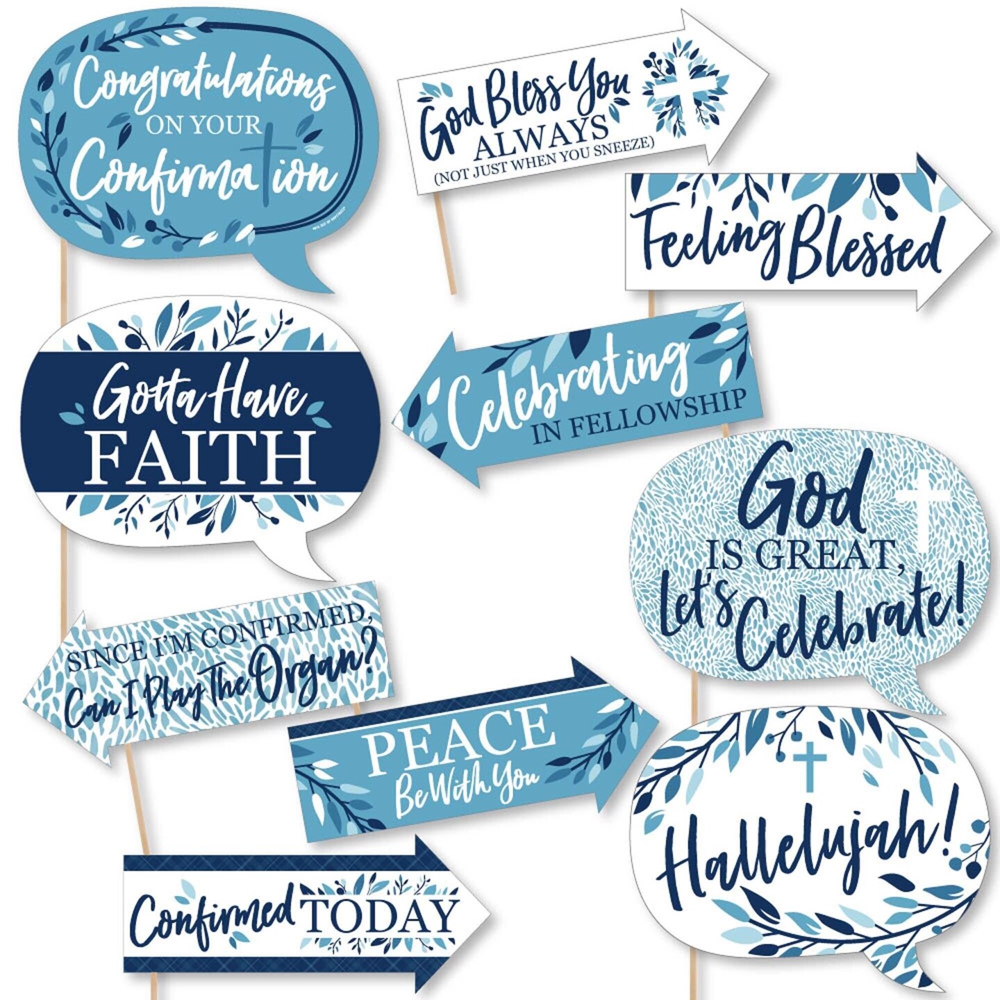 Big Dot of Happiness Funny Confirmation Blue Elegant Cross - Boy ...