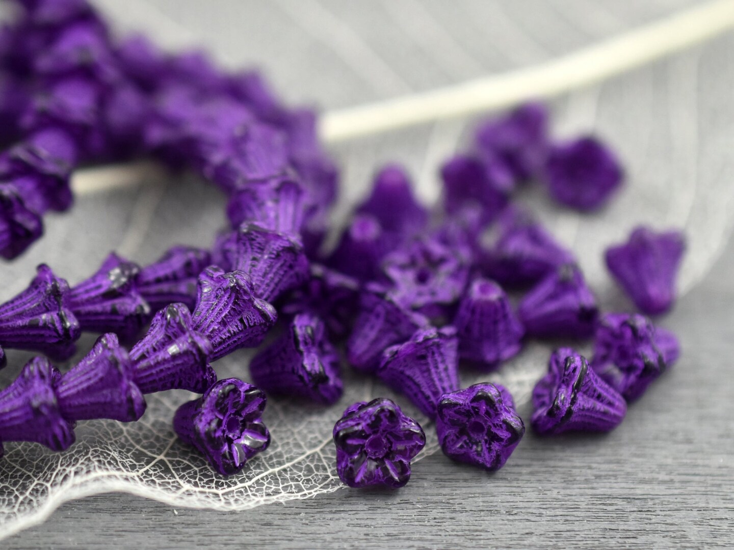 *30* 5x6mm Purple Washed Purple Pansy Baby Bell Flower Beads | Michaels