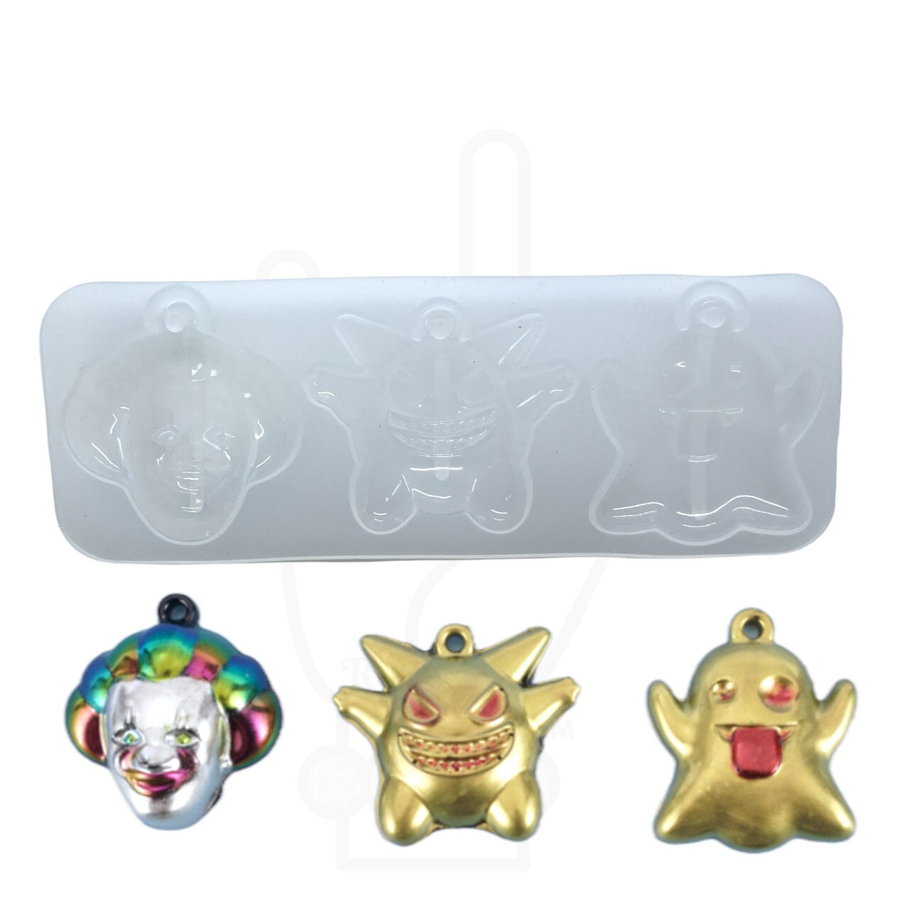 UV Safe Clown Monster and Ghost Charm Set Silicone Mold for UV or Epoxy ...