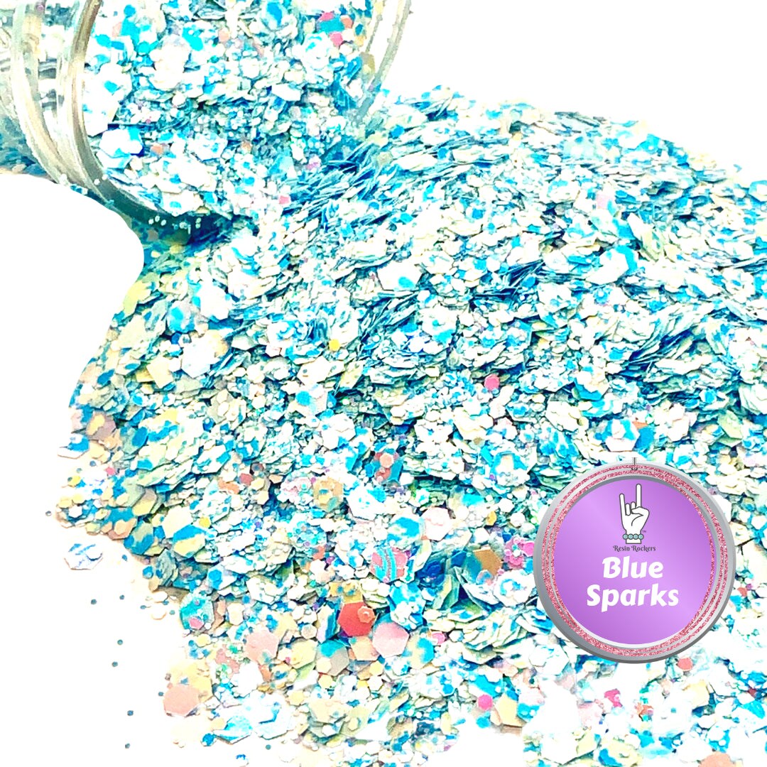 Blue Sparks Holographic and Pearlescent Opal Pixie for Poxy Chunky ...