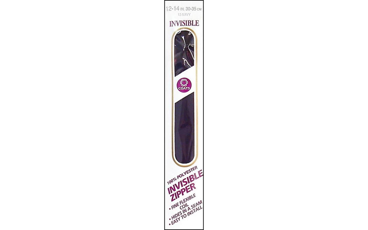 C&C Invisible Zipper 12-14" Navy | Michaels