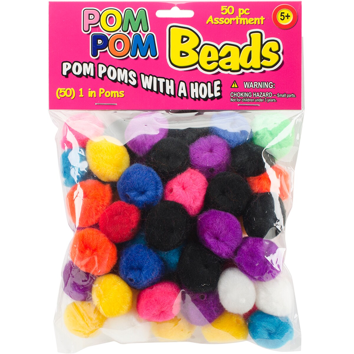 Pepperell Pom-Pom Beads 1" 50/Pkg-Assorted | Michaels