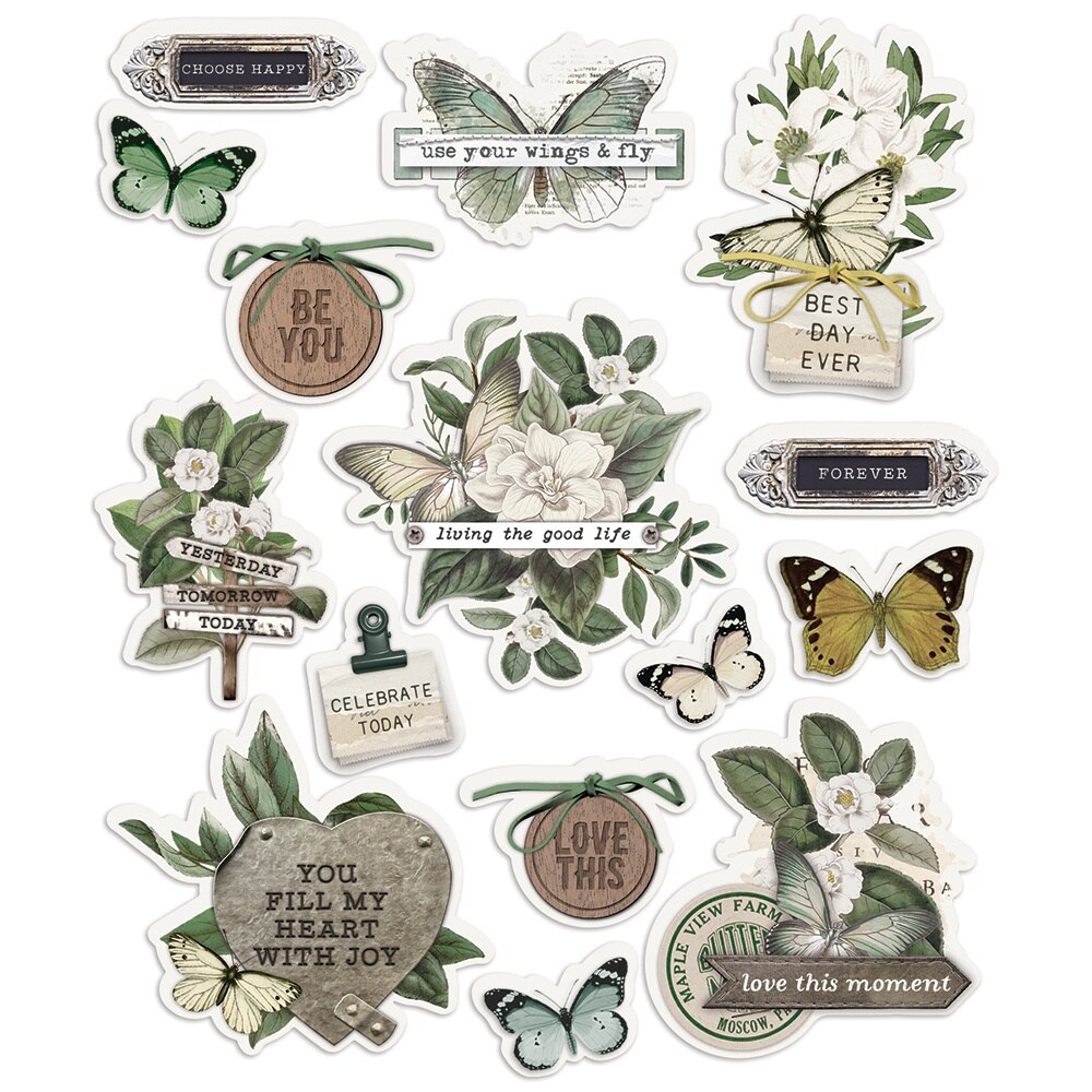 Simple Vintage Weathered Garden Layered Stickers 15/Pkg- | Michaels