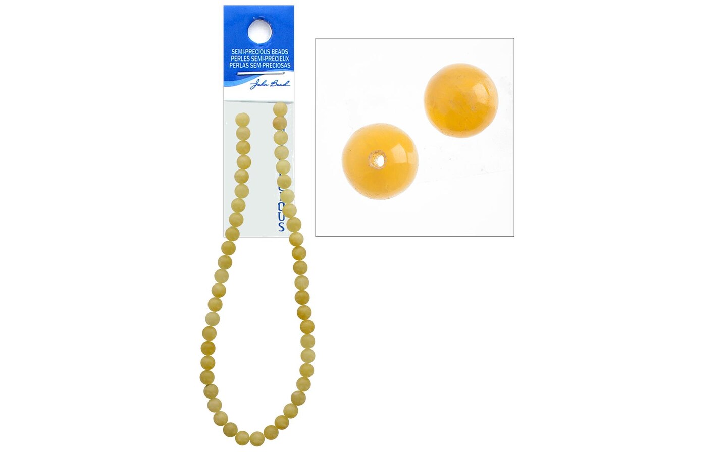 John Bead SP 16" Jade 8mm Round Yellow | Michaels