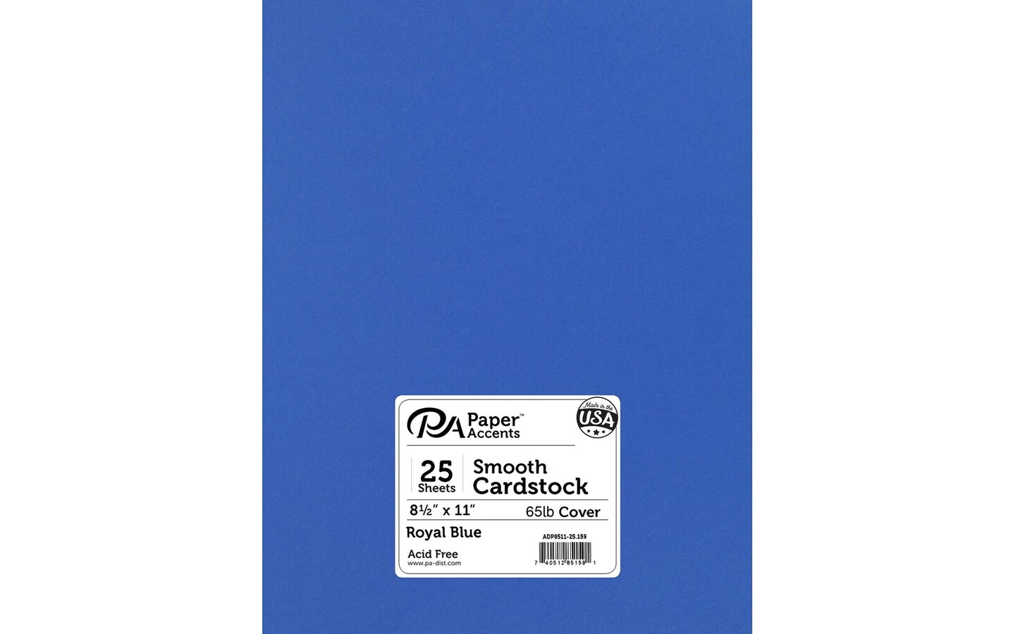 PA Paper Accents Smooth Cardstock 8.5" x 11" Royal Blue, 65lb colored ...