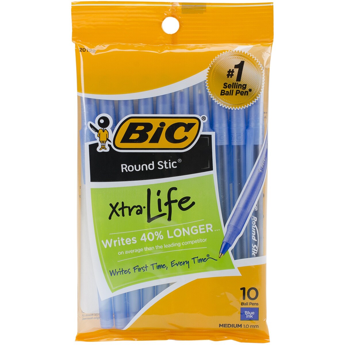 Multipack of 6 - BIC Round Stic Medium Ballpoint Pens 10/Pkg-Blue ...