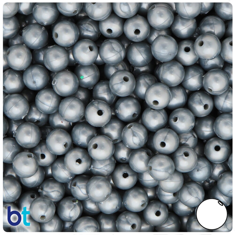 BeadTin Grey Pearl 8mm Round Plastic Craft Beads (300pcs) | Michaels
