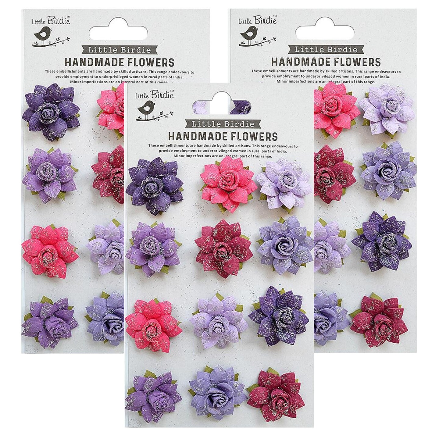 Pack of 3 - Little Birdie Marisa Paper Flowers 12/Pkg-Birds And Berries ...