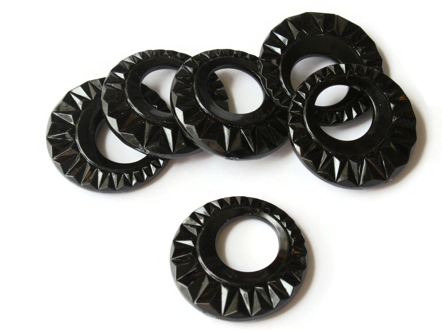 6 27mm Black Go-go Ring Vintage Plastic Drop Beads | Michaels