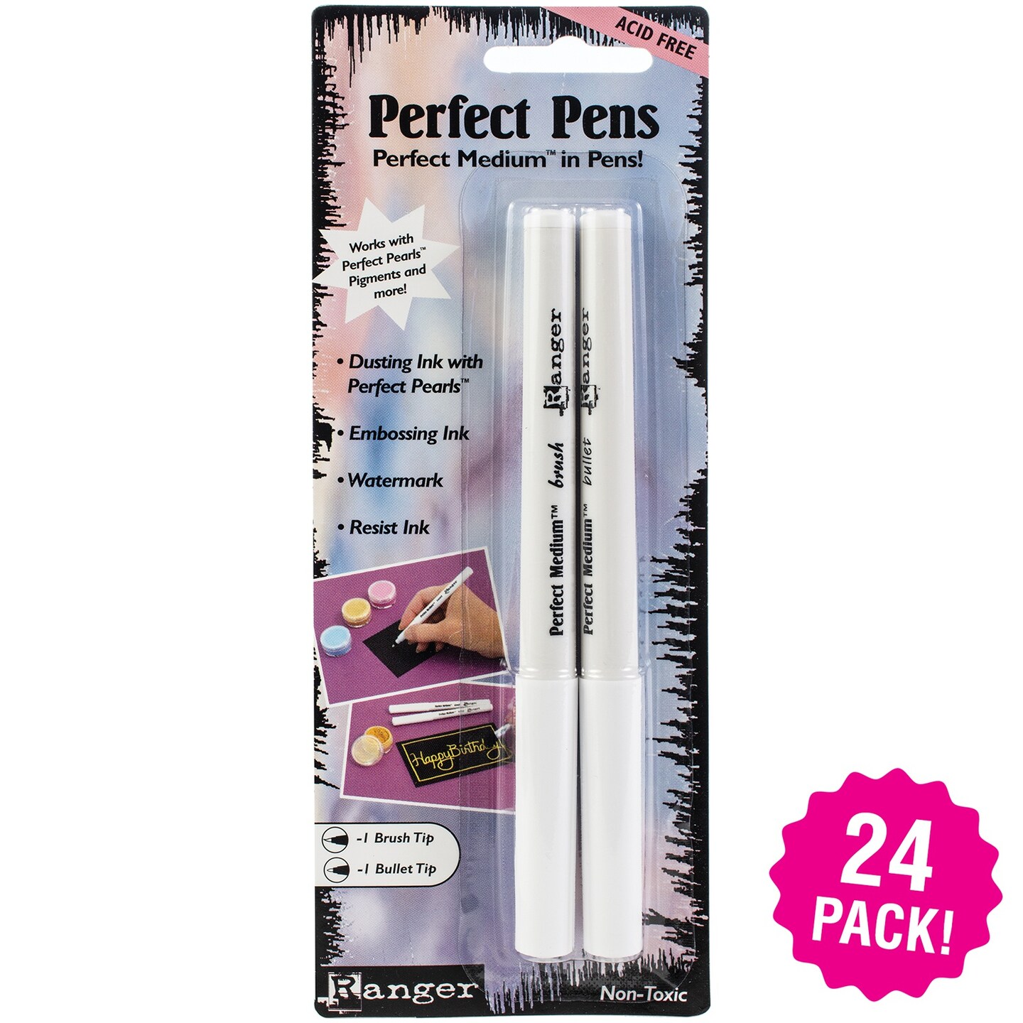 Multipack of 24 - Ranger Perfect Medium Pen Set 2/Pkg-Clear, Bullet ...