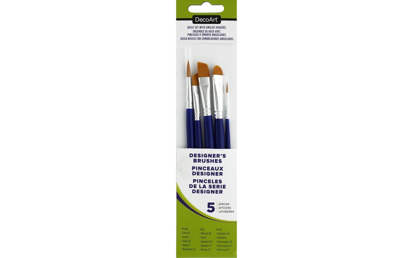 Decoart Designer's Brush Set Basics w/AngShdrr 5pc | Michaels