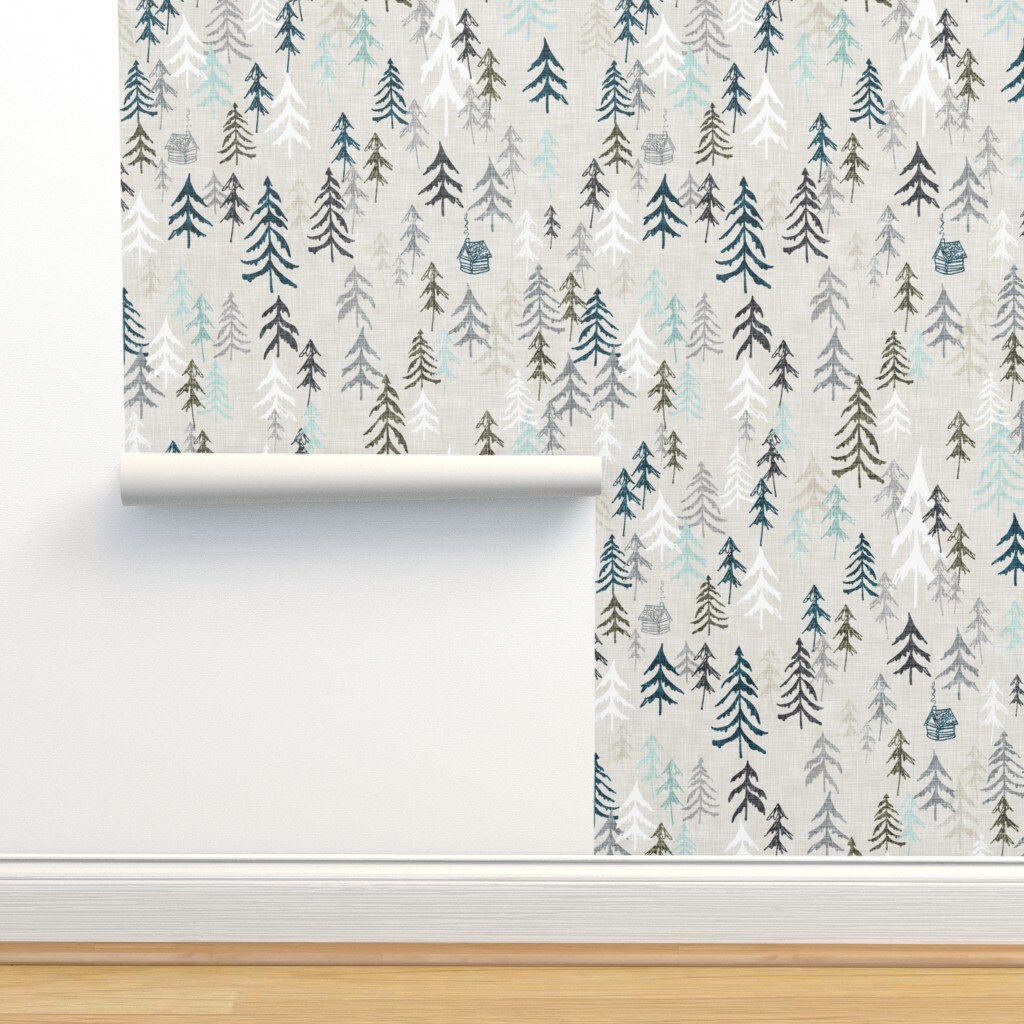 Earth Alpine Outdoors Pine Forest Snow Winter Custom Pre-pasted ...