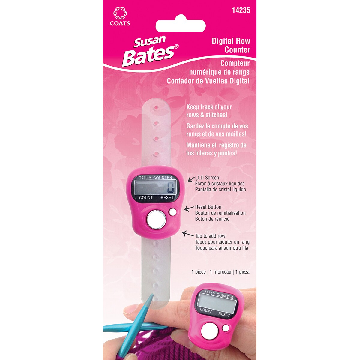 Susan Bates Digital Row Counter-Assorted Colors: Pink, Purple Or White ...