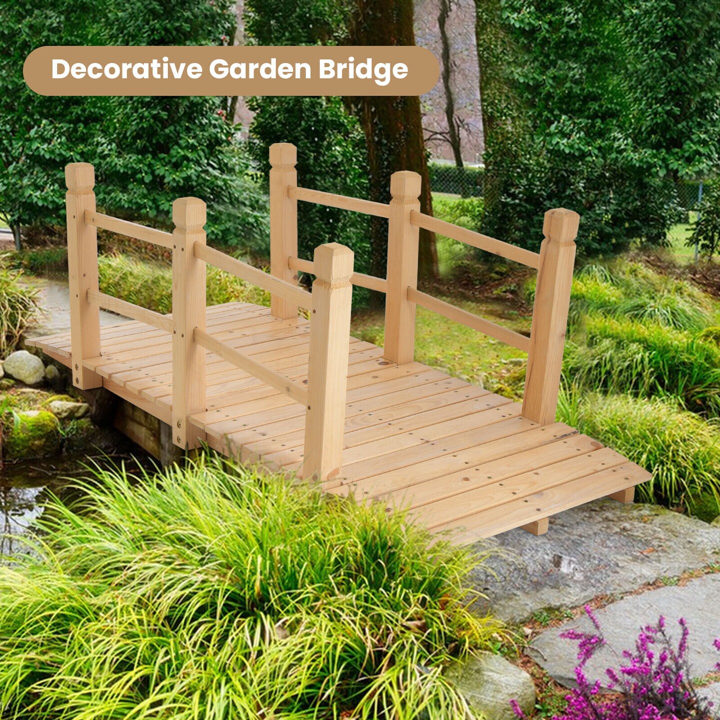 Wooden Garden Bridge With Safety Rails | Michaels