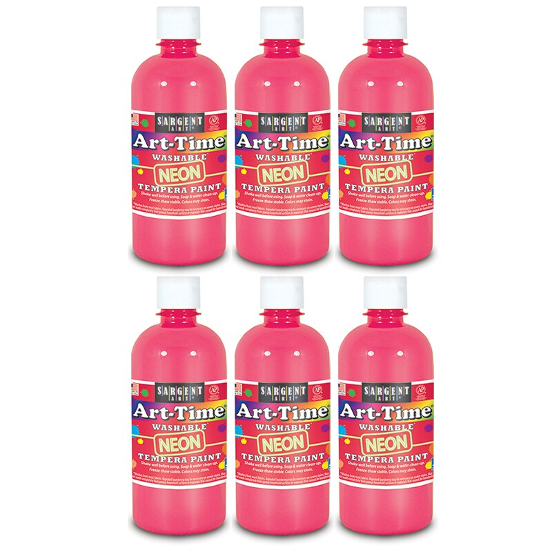 Art-Time® Washable Tempera Paint, Neon Pink, 16 Oz., Pack Of 6 | Michaels