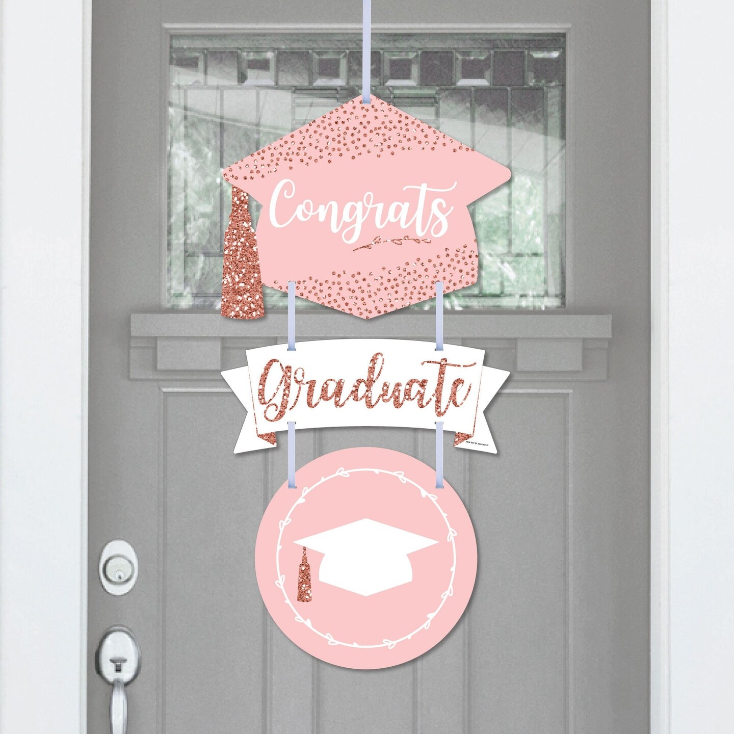 Big Dot of Happiness Rose Gold Grad - Hanging Porch Graduation Party ...