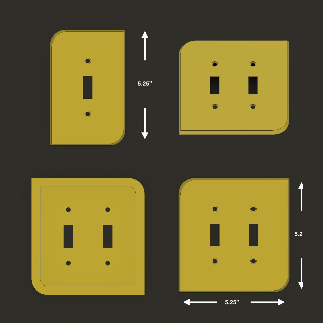 Minimalist Mid Century Modern Rounded Dual Toggle Switch Plate Cover ...