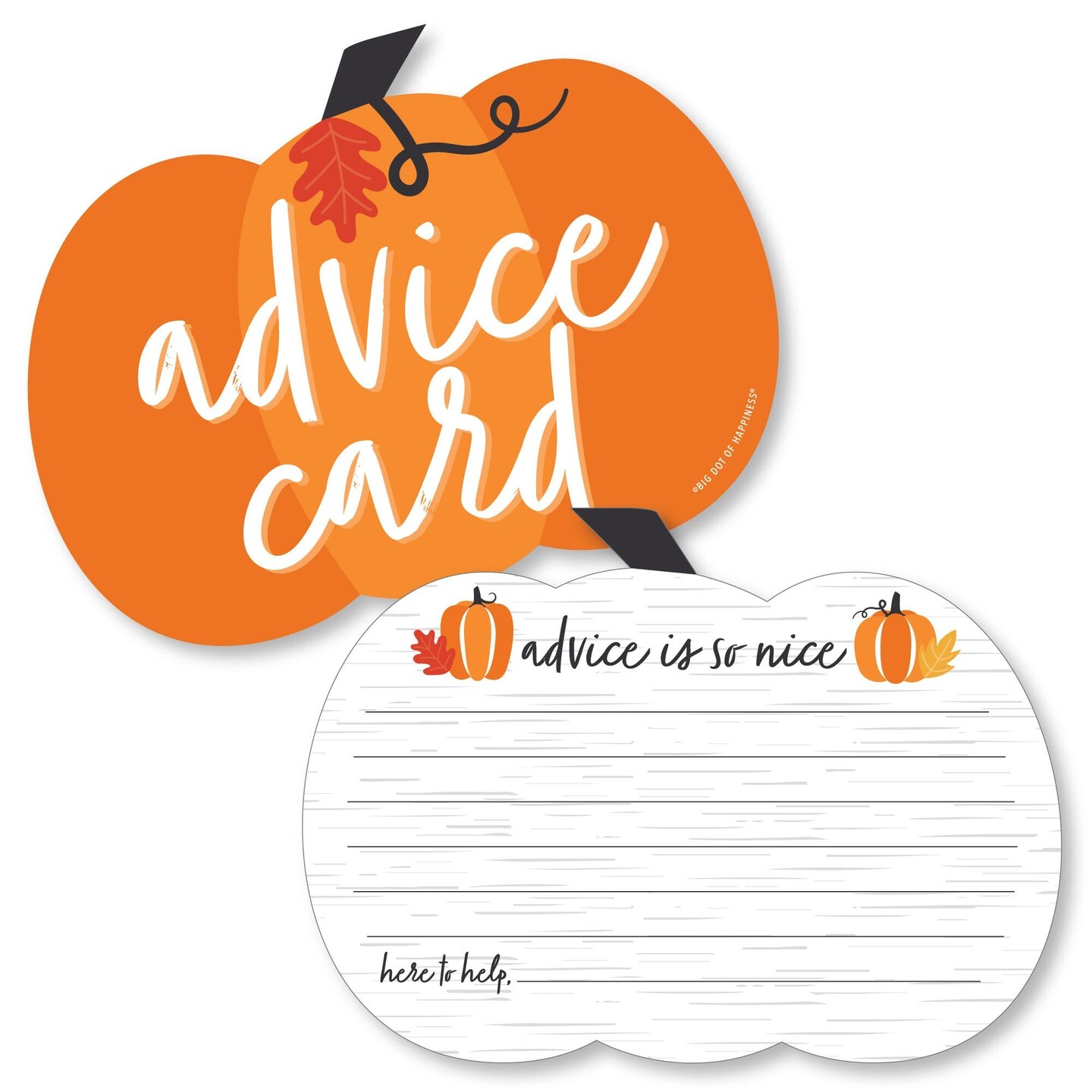 Big Dot of Happiness Fall Pumpkin - Pumpkin Wish Card Halloween or ...
