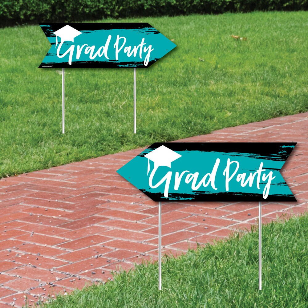 Big Dot of Happiness Teal Graduation Party Sign Arrow - Double Sided ...