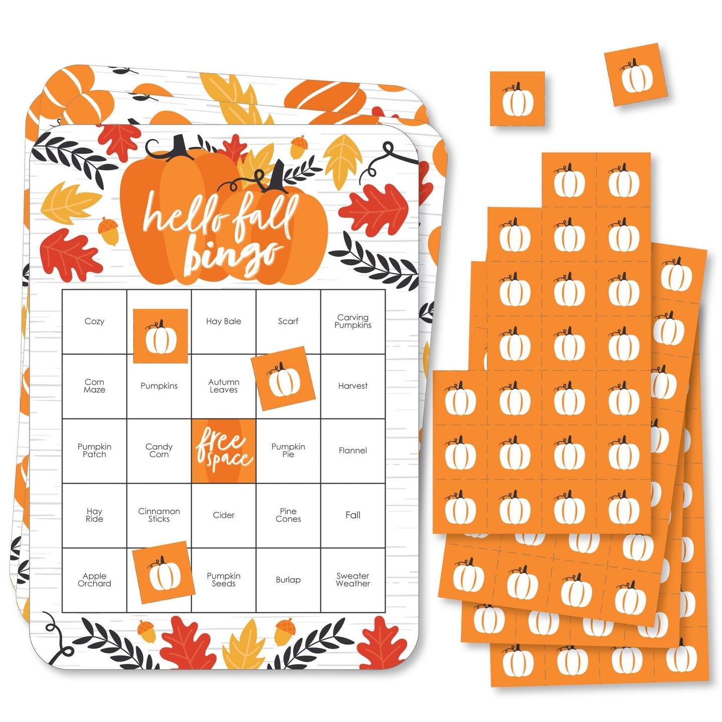 Big Dot of Happiness Fall Pumpkin - Bingo Cards and Markers - Halloween ...