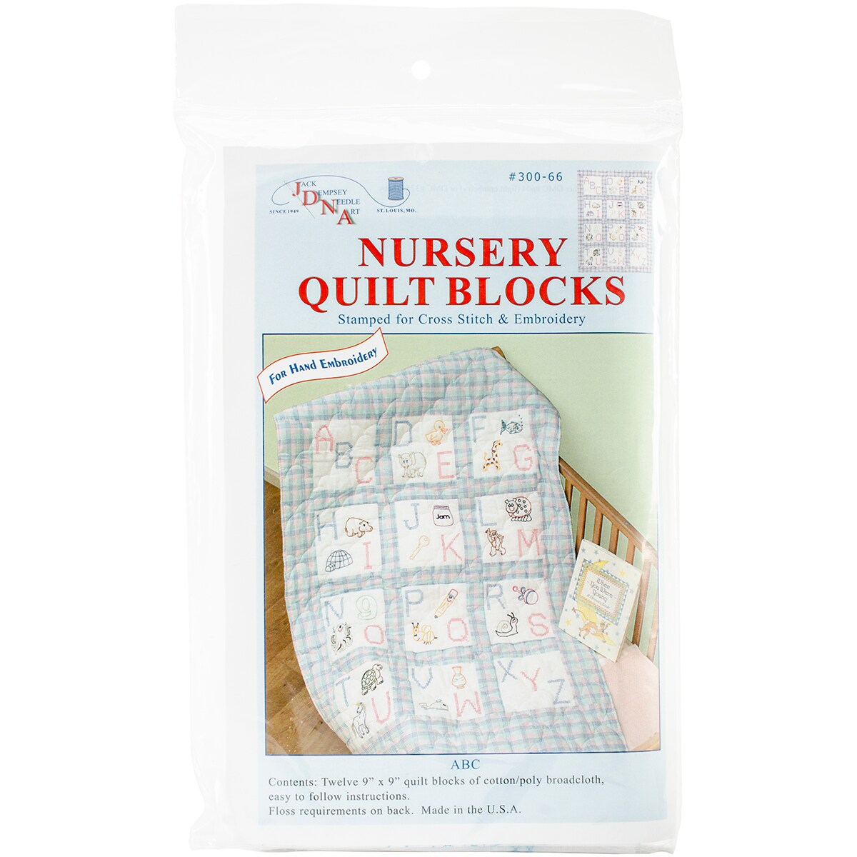 Jack Dempsey Stamped White Nursery Quilt Blocks 9