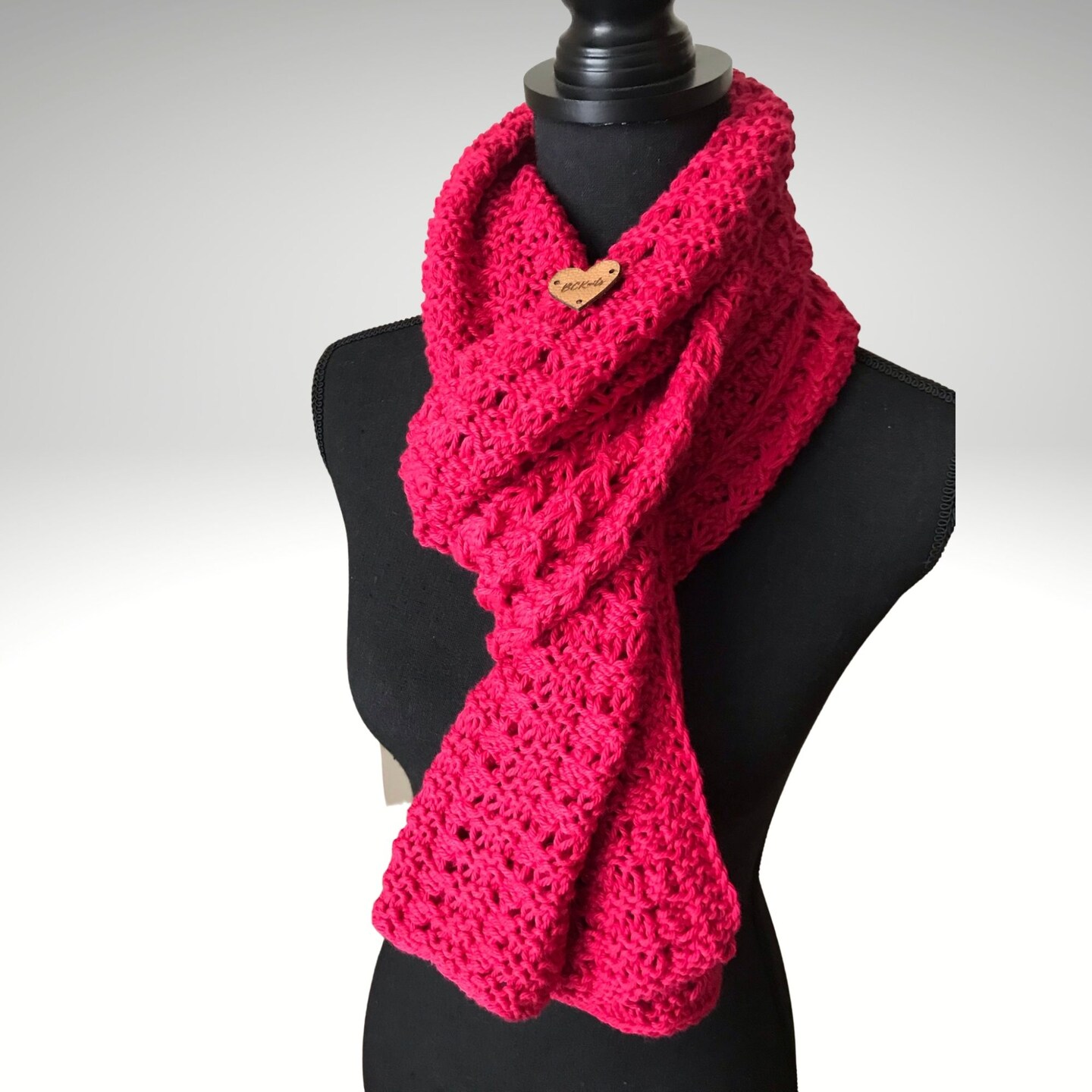 Raspberry Pink Hand Knitted Cotton Scarf | MakerPlace by Michaels