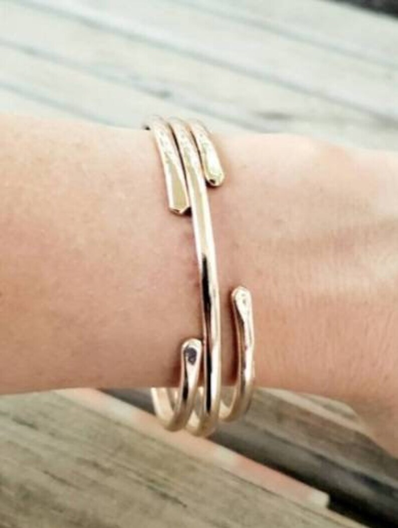 Half Round Jewelers Brass, Bronze, or Copper Bangle Bracelet, Create Your Set of Adjustable Boho ...