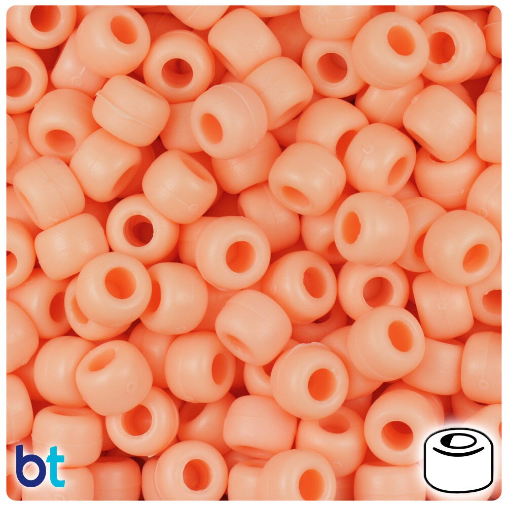 BeadTin Peach Matte 9mm Barrel Plastic Pony Beads (500pcs) | Michaels