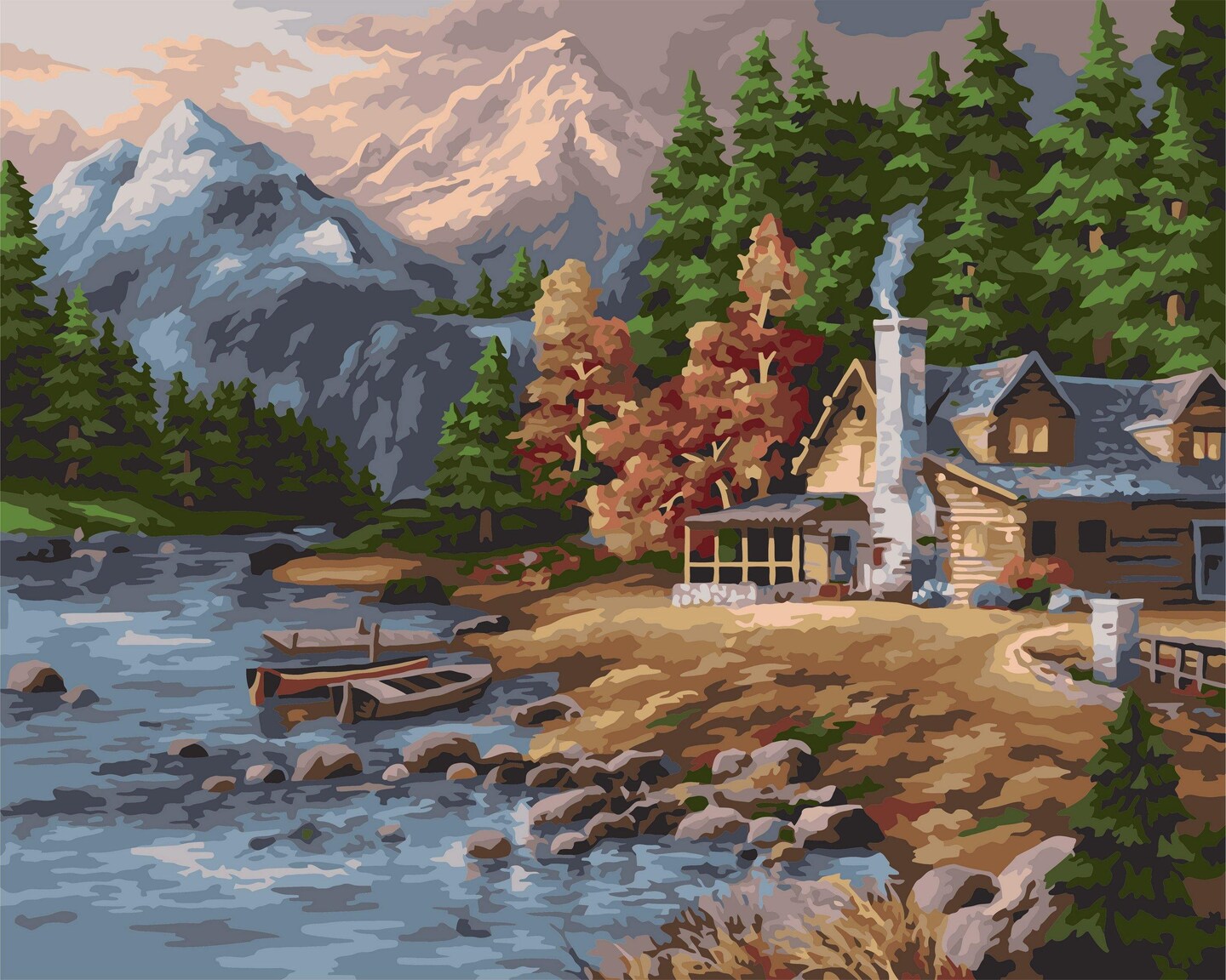 Painting by Numbers kit Crafting Spark Hunters Hut A151 19.69 x 15.75 ...