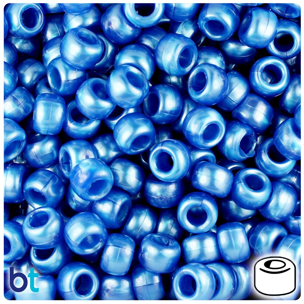 BeadTin Dark Blue Pearl 9mm Barrel Plastic Pony Beads (500pcs) | Michaels